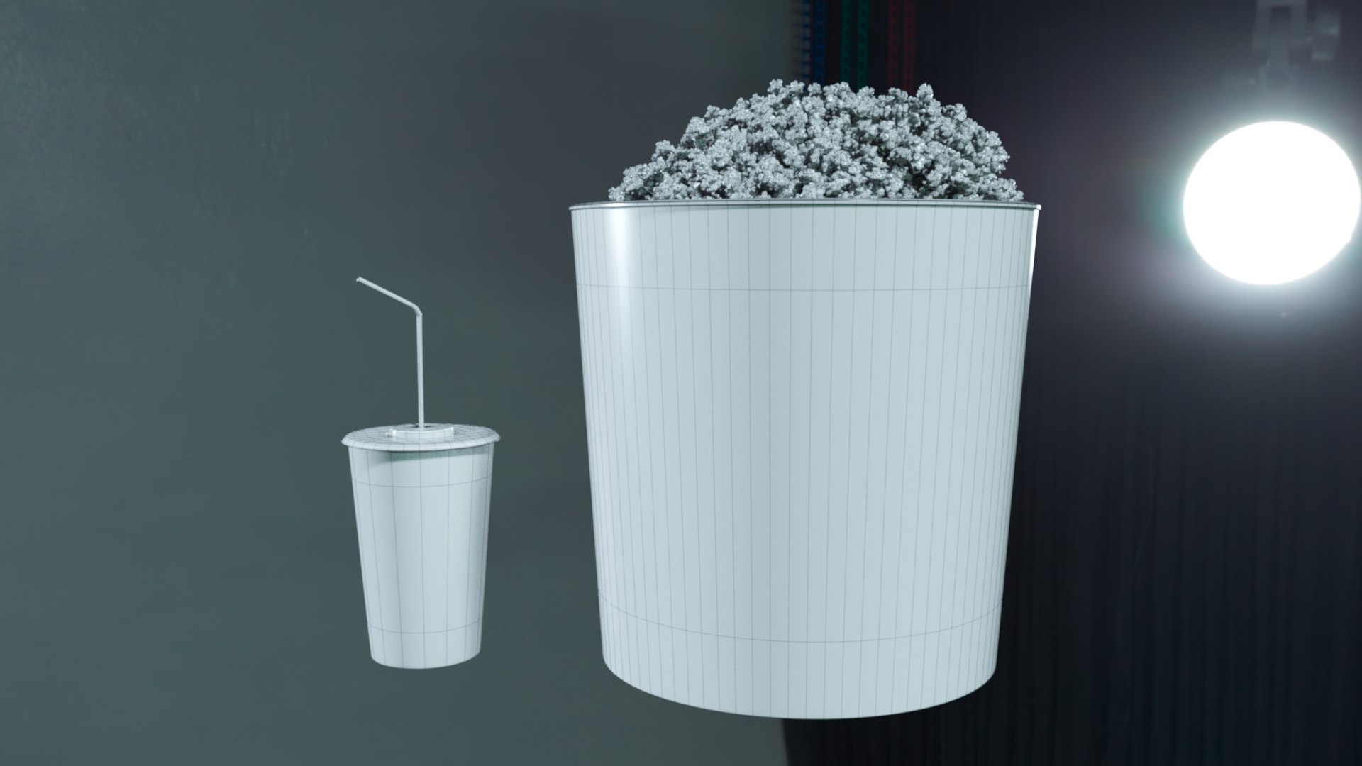 3D Popcorn Bucket With Soda Cup And Straw - TurboSquid 2289795