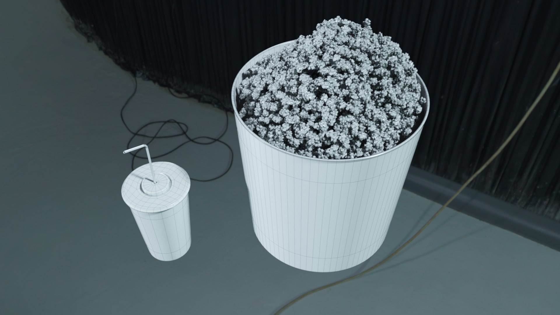 3D Popcorn Bucket With Soda Cup And Straw - TurboSquid 2289795