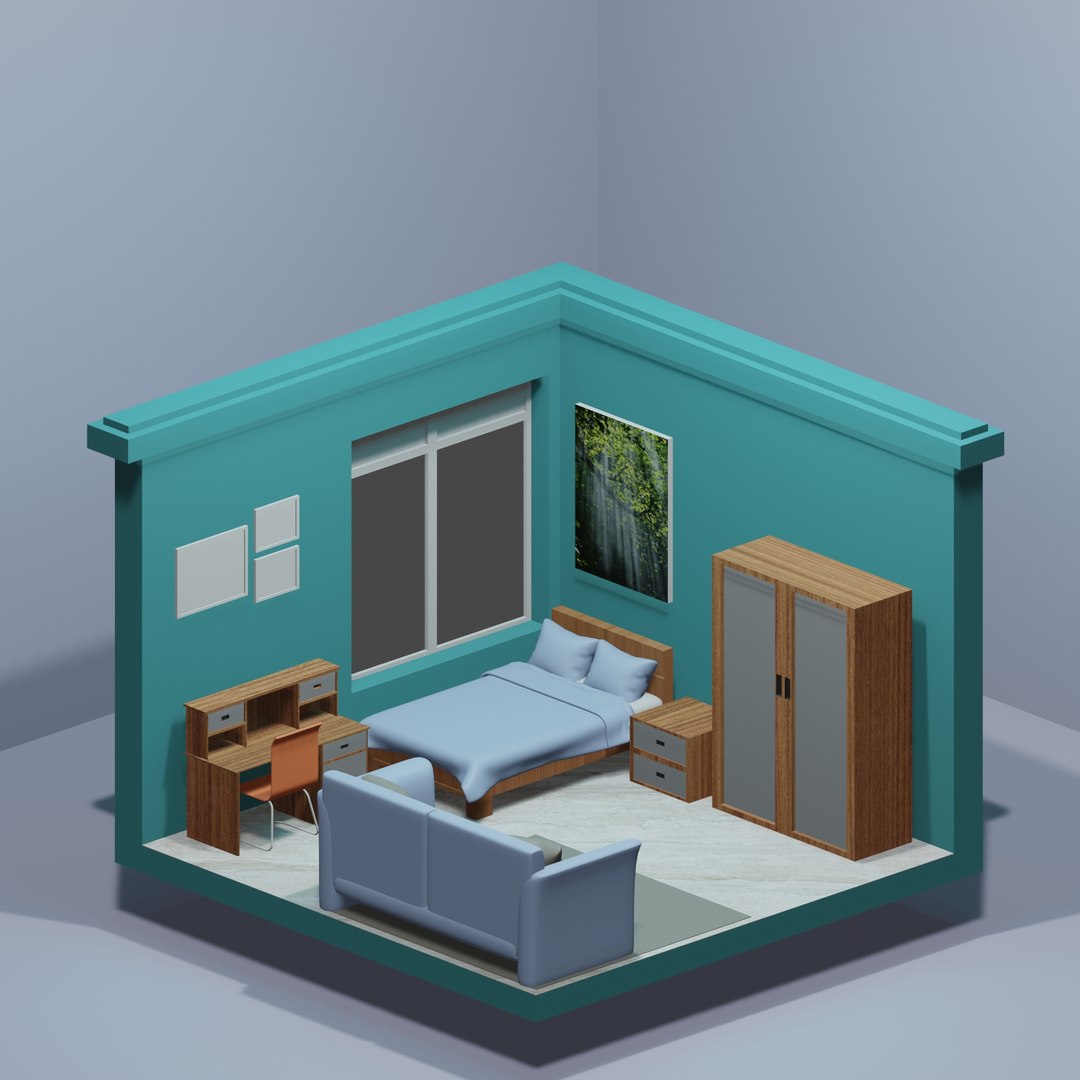 3D Low Poly Isometric Bedroom Desain 3d - TurboSquid 1963034