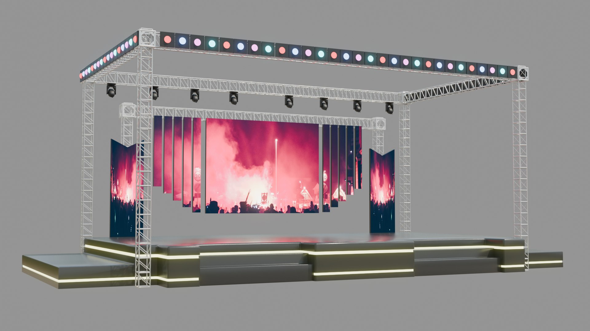 3D Entertainment Concert Event Stage 3D Model With Lights Model ...