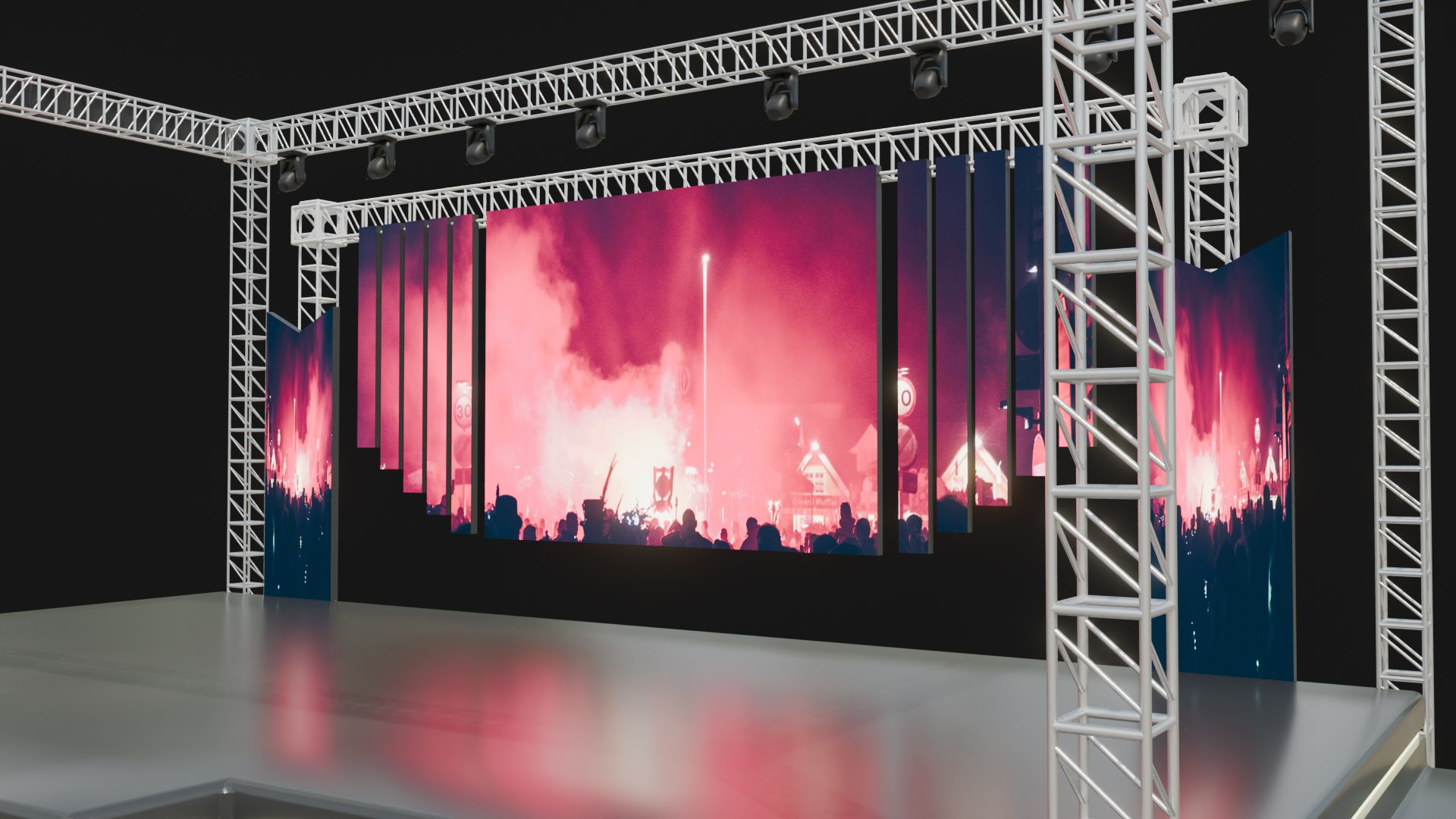 3D Entertainment Concert Event Stage 3D Model With Lights Model ...