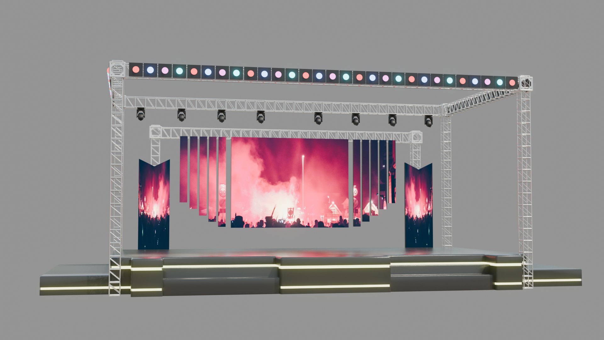 3D Entertainment Concert Event Stage 3D Model With Lights Model ...