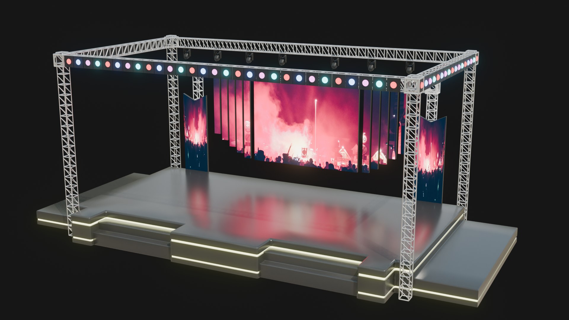 3D Entertainment Concert Event Stage 3D Model With Lights Model ...