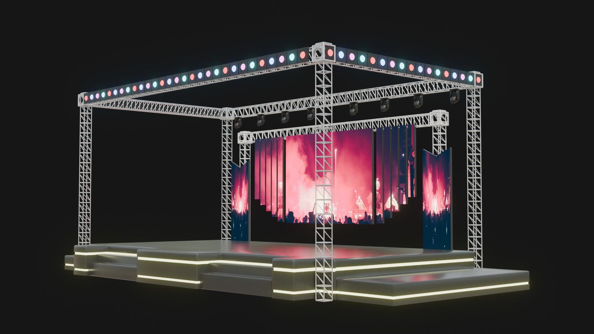 3D Entertainment Concert Event Stage 3D Model With Lights Model ...