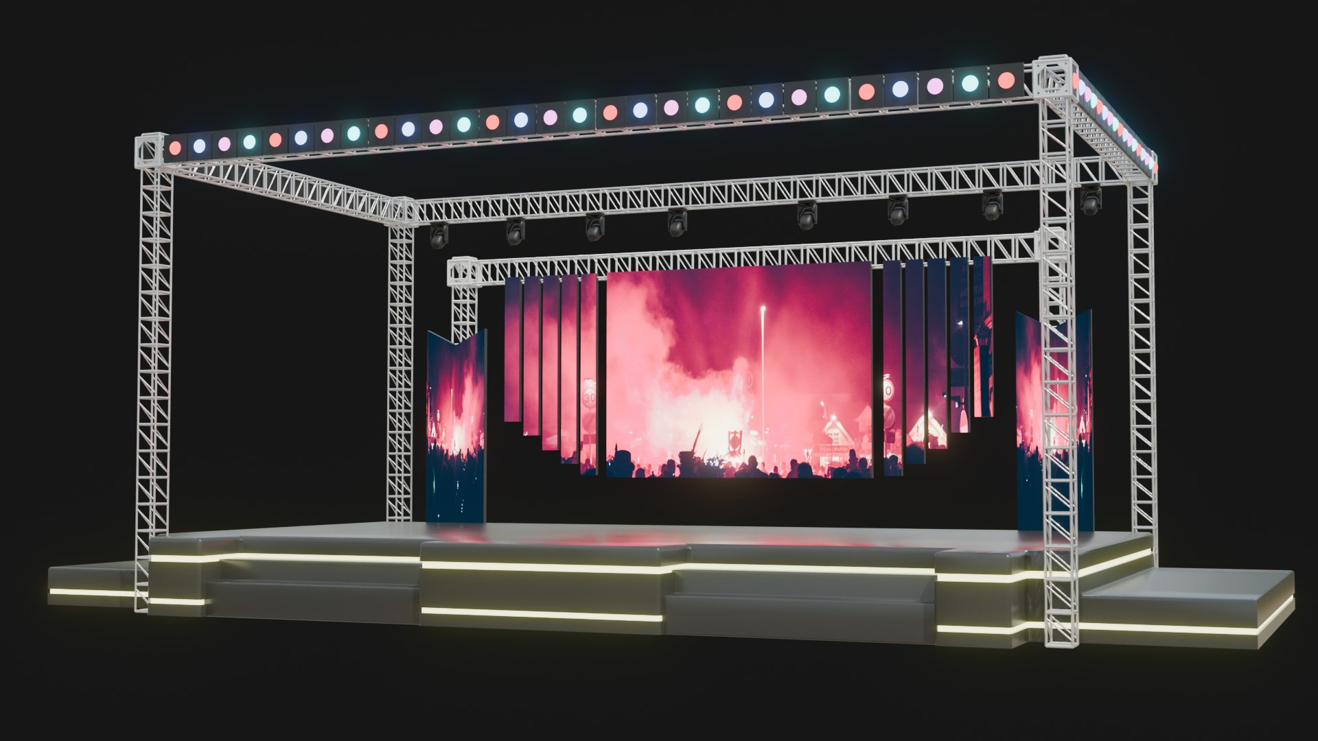 3D Entertainment Concert Event Stage 3D Model With Lights Model ...