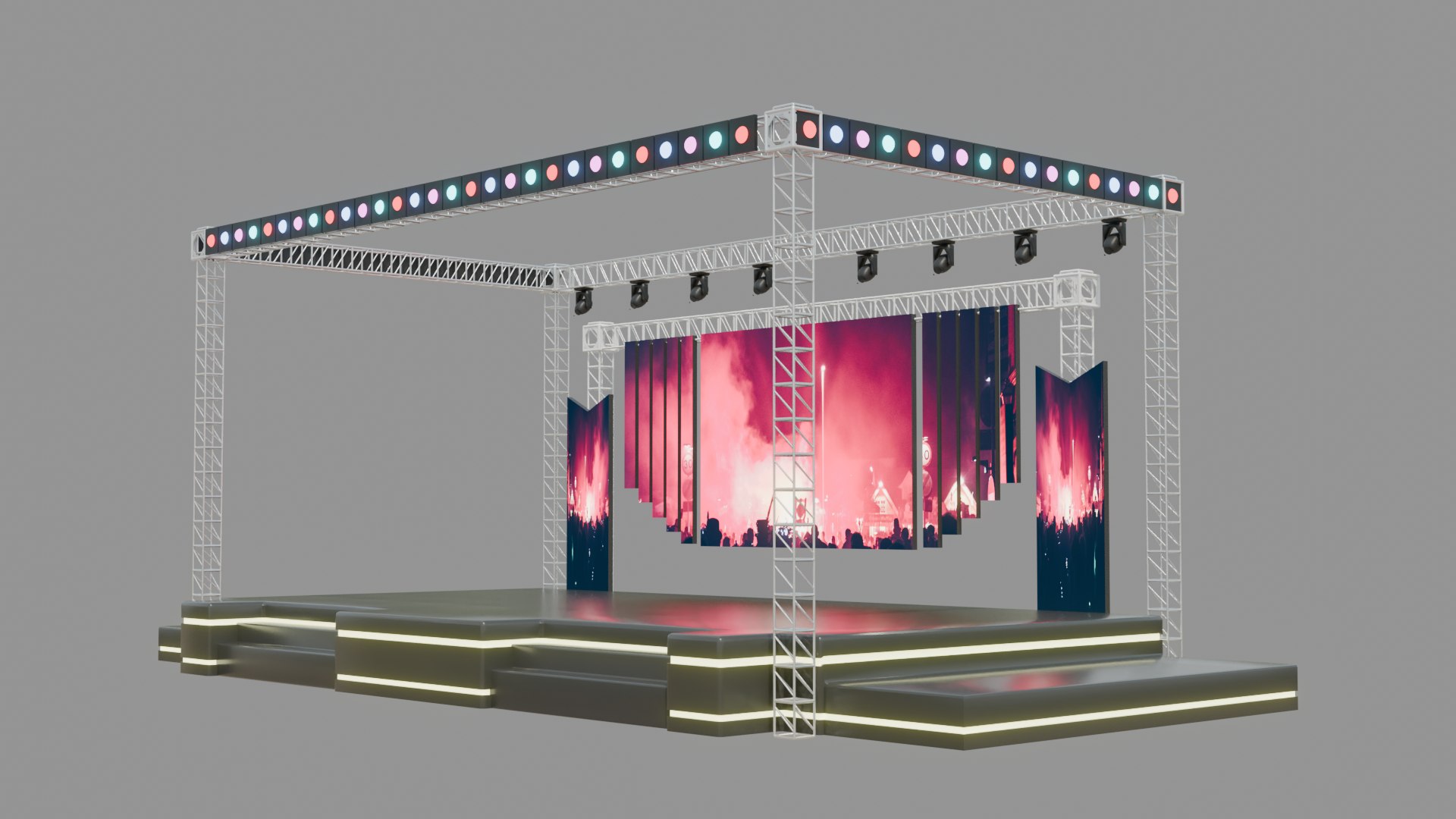 3D Entertainment Concert Event Stage 3D Model With Lights Model ...