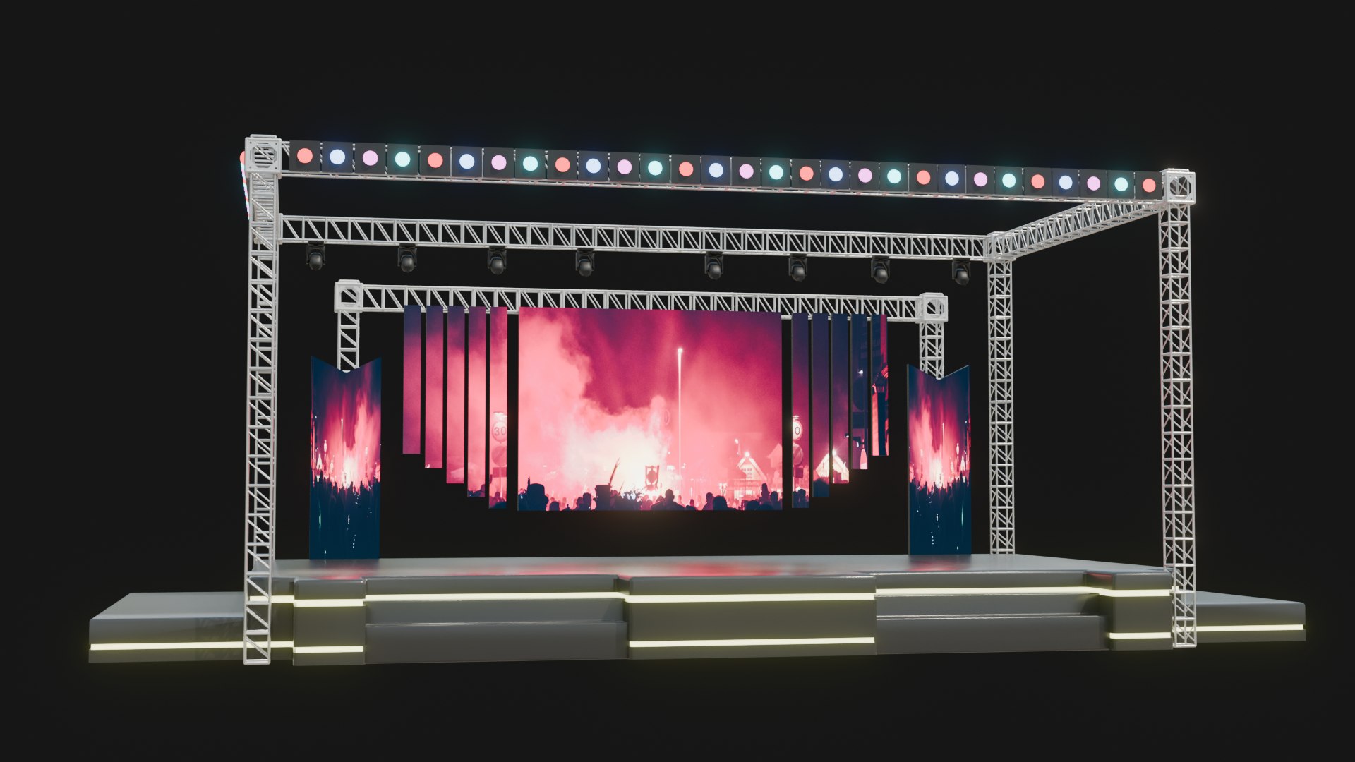 3D Entertainment Concert Event Stage 3D Model With Lights Model ...