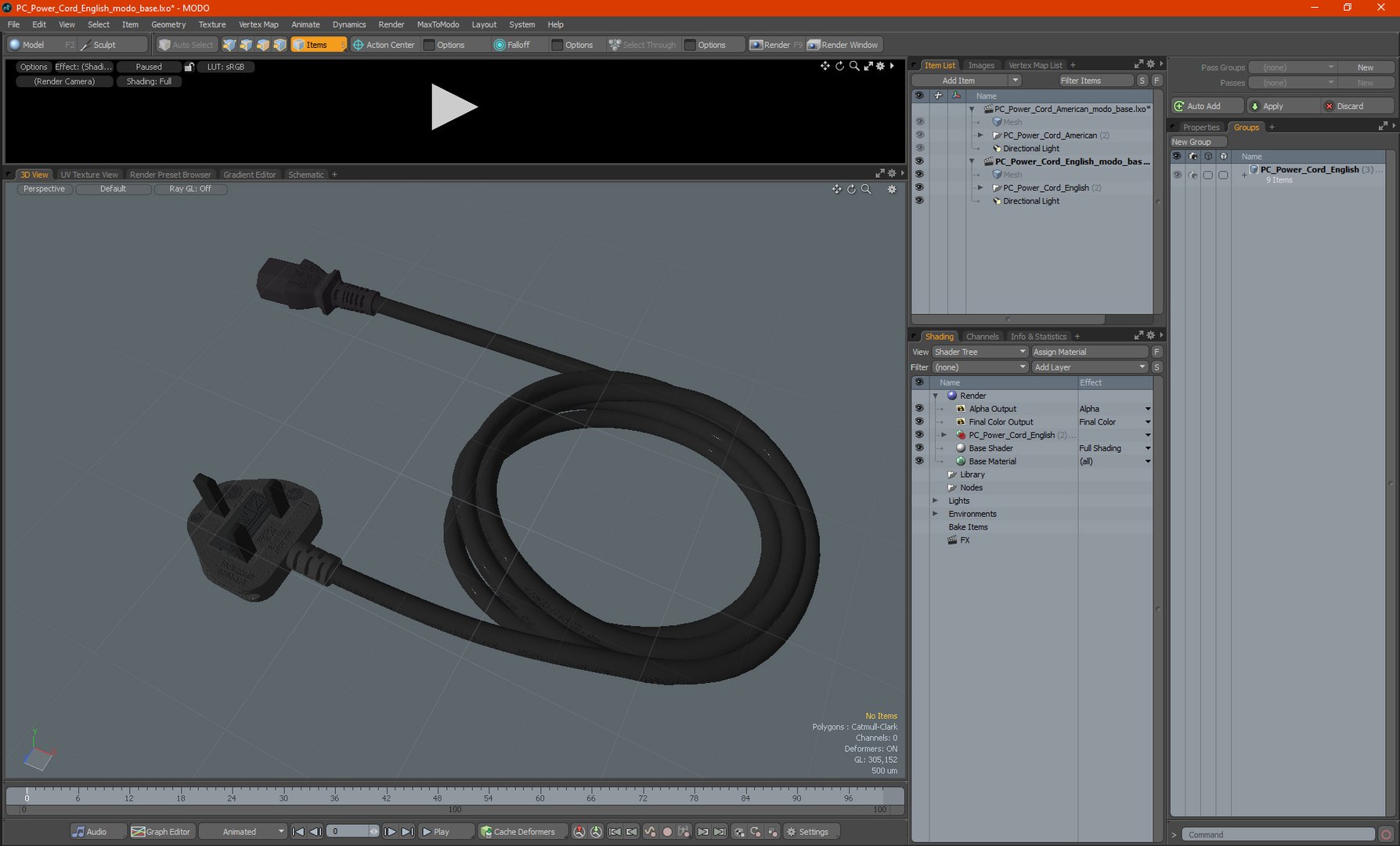 3D PC Power Cord American - TurboSquid 1942060