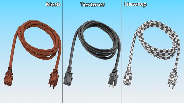 modelo 3d Cable de alimentación de PC americano - TurboSquid 1942060