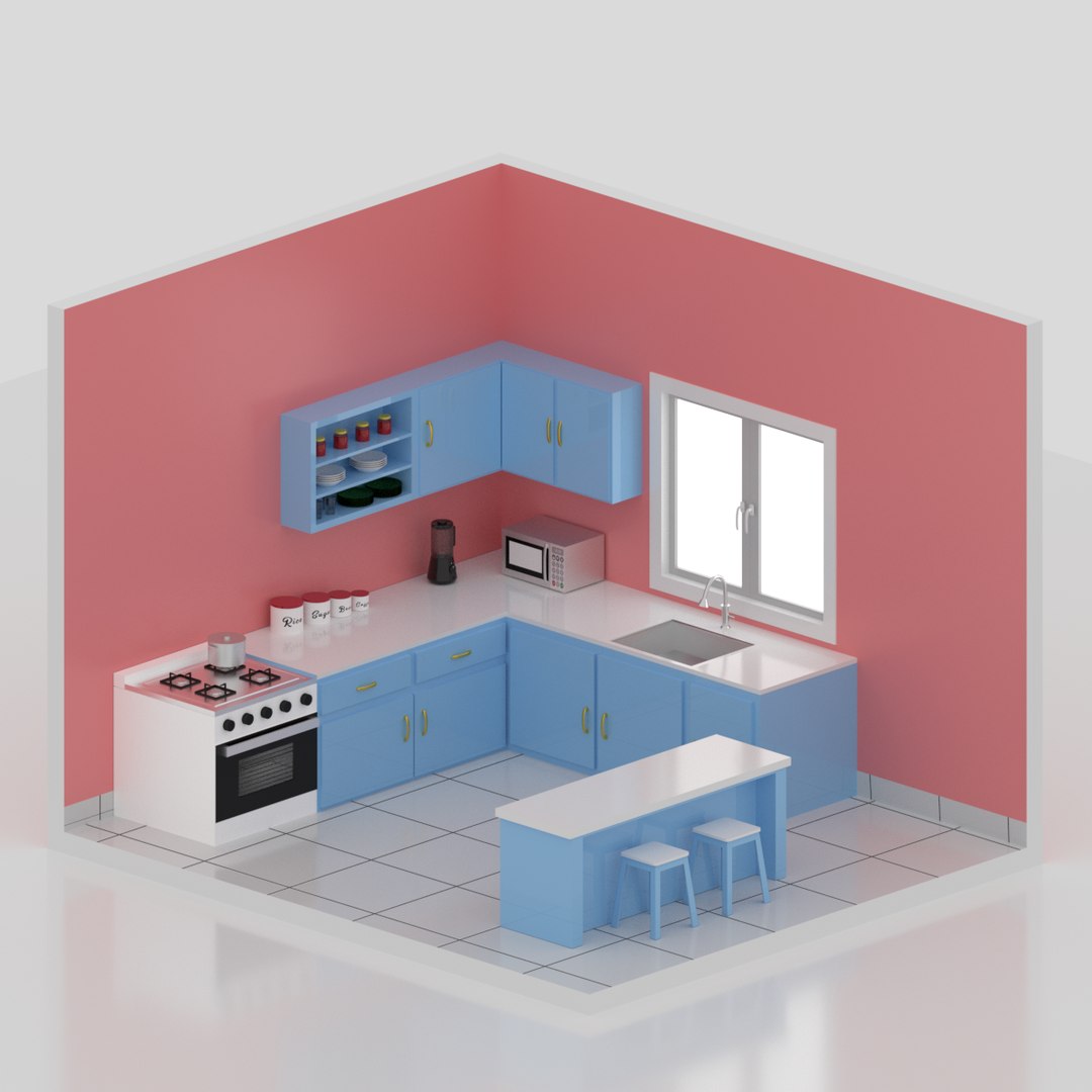Isometric Simple Kitchen Model - TurboSquid 2262396
