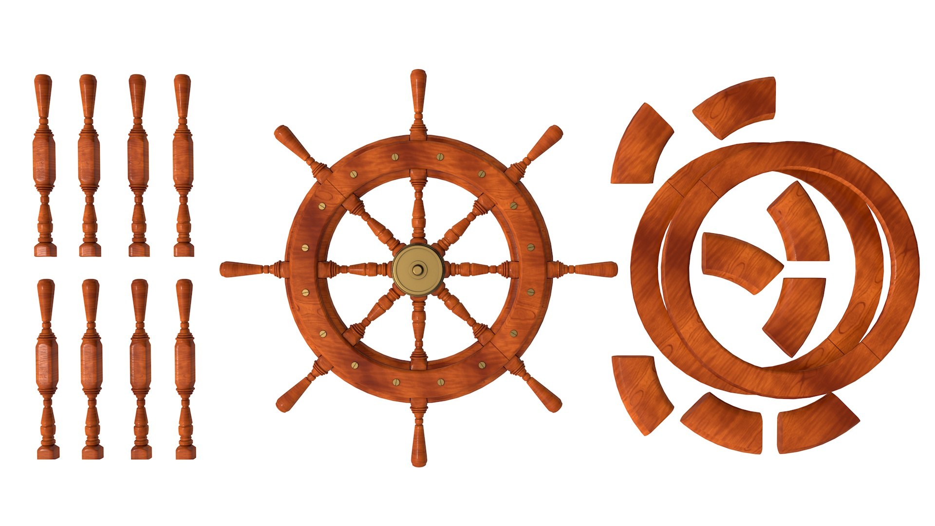 3D Model Wooden Helm Wheel - TurboSquid 1832374