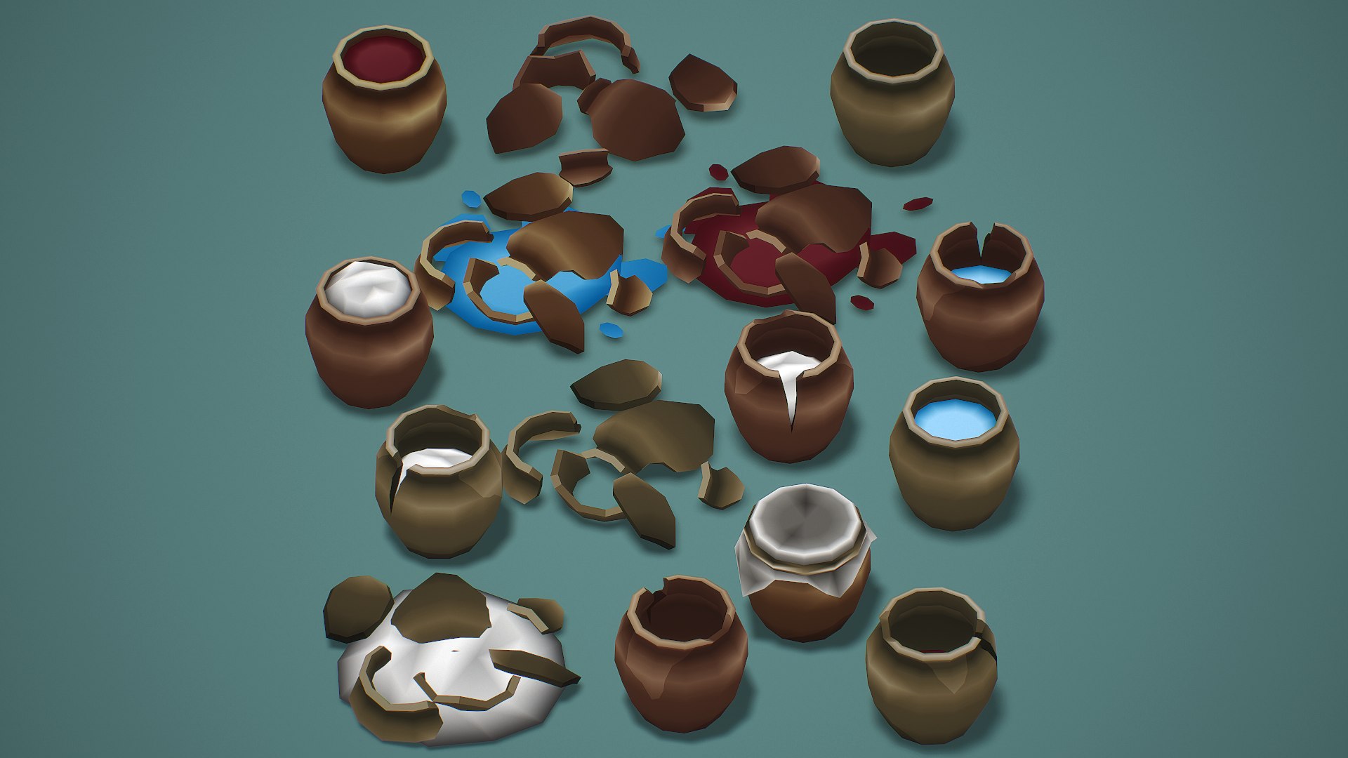 Stylized Medieval Pots - Low Poly Game Ready 3D - TurboSquid 1987935