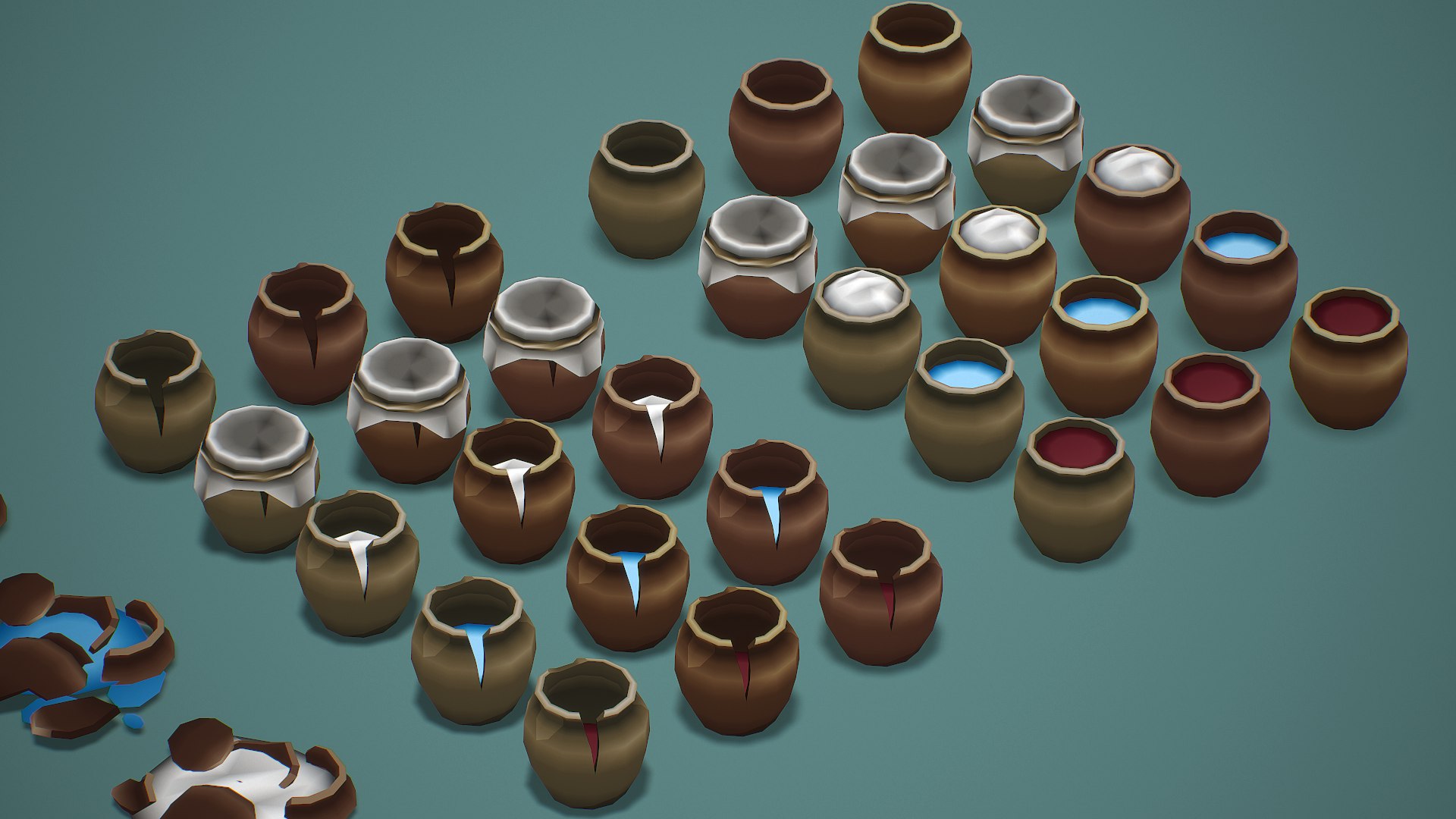 Stylized Medieval Pots - Low Poly Game Ready 3D - TurboSquid 1987935