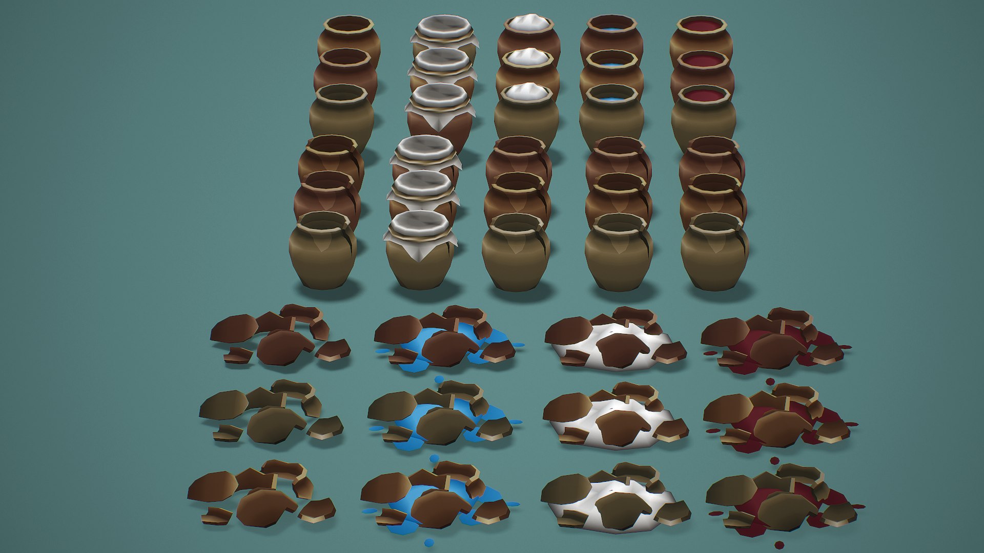 Stylized Medieval Pots - Low Poly Game Ready 3D - TurboSquid 1987935