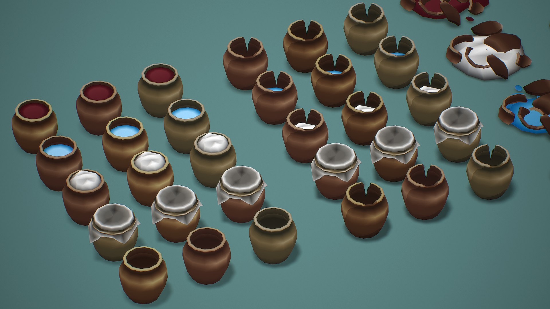 Stylized Medieval Pots - Low Poly Game Ready 3D - TurboSquid 1987935