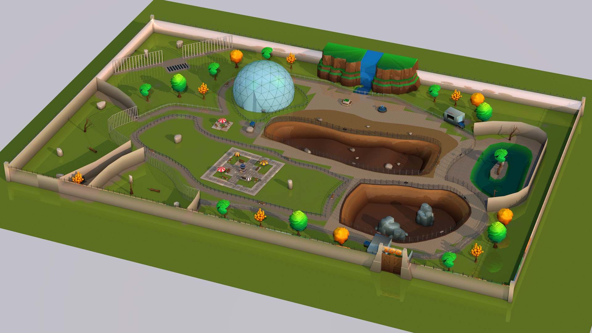 3D Low Poly Zoo Environment Model - TurboSquid 1714826