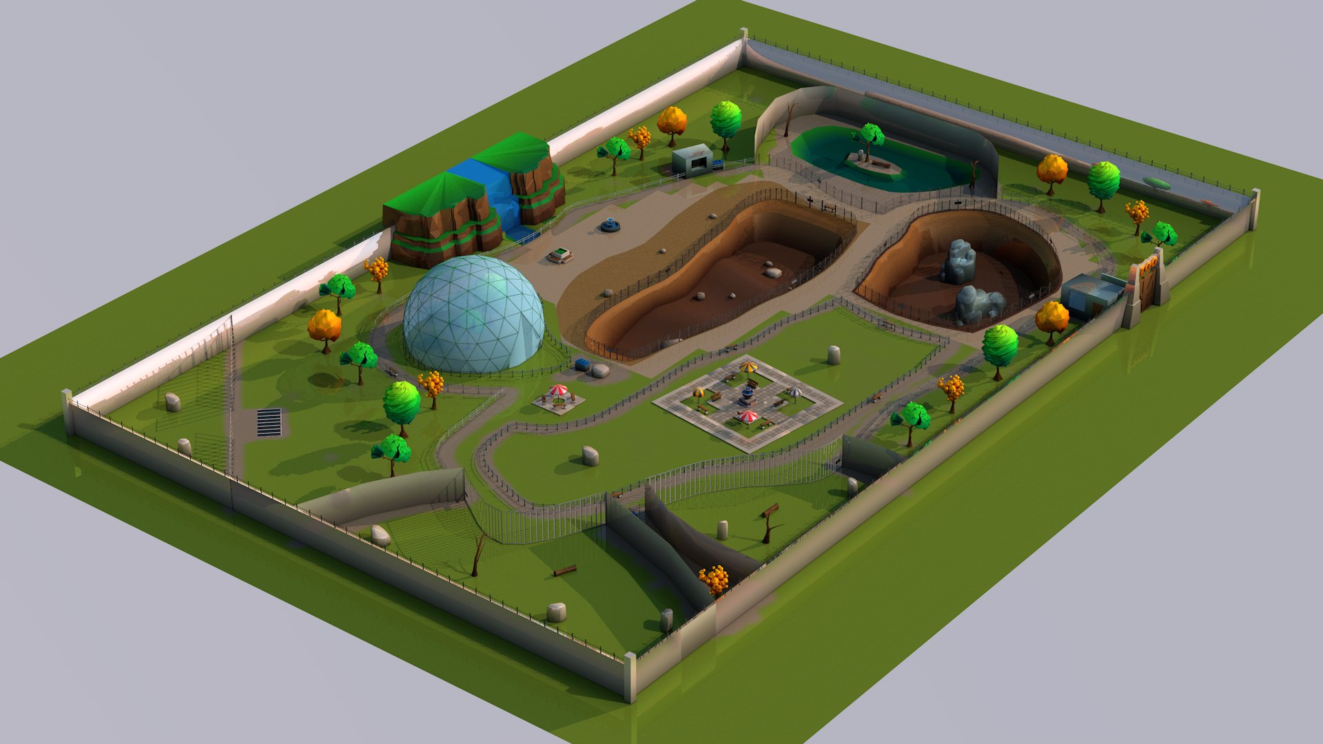 3D Low Poly Zoo Environment Model - TurboSquid 1714826