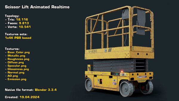 modelo 3d Elevación de tijera animada en tiempo real - TurboSquid 2218664