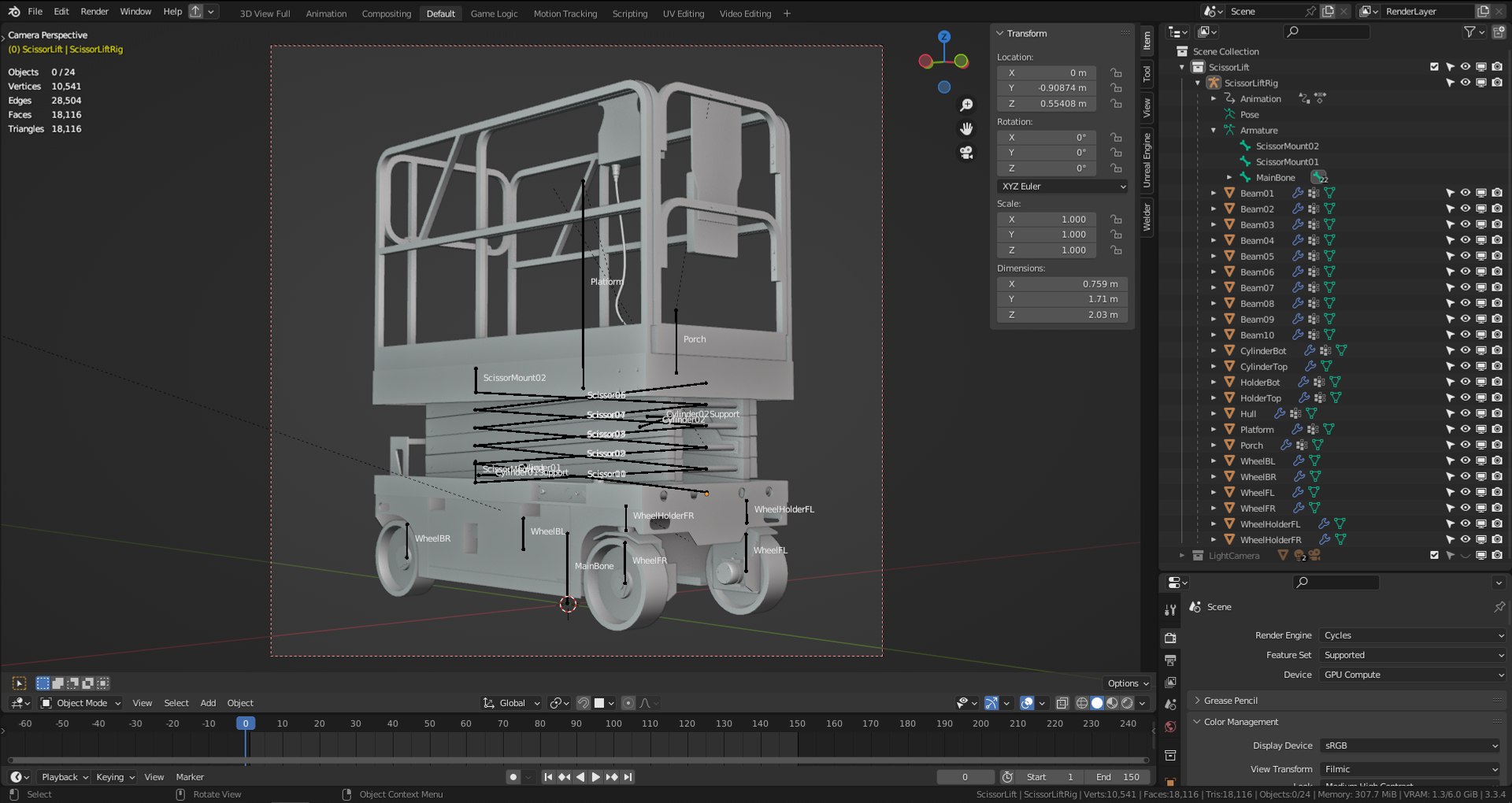 3D Animated Scissor Lift Realtime - TurboSquid 2218664