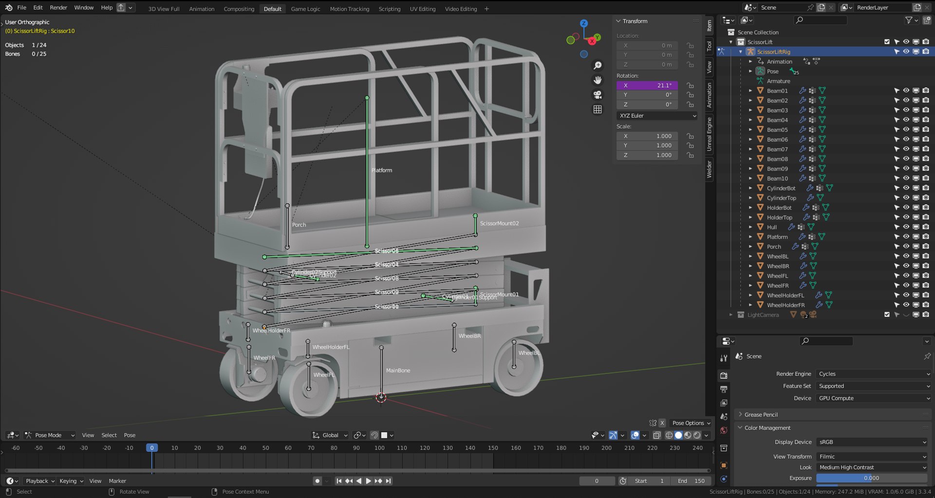 3D Animated Scissor Lift Realtime - TurboSquid 2218664