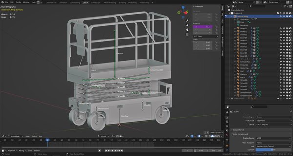 modelo 3d Elevación de tijera animada en tiempo real - TurboSquid 2218664
