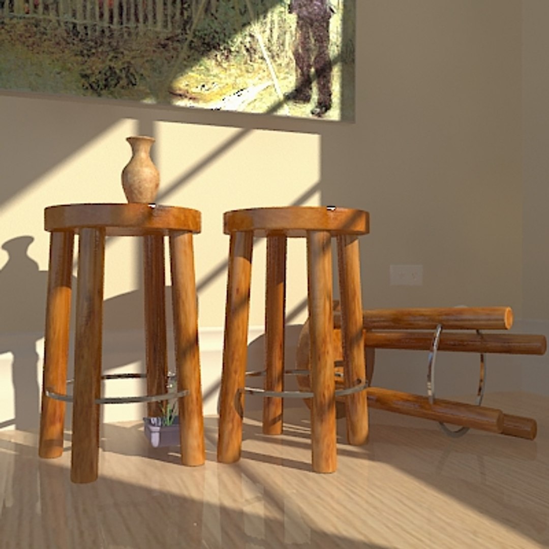 Wooden Stool Design Wood 3d 3ds