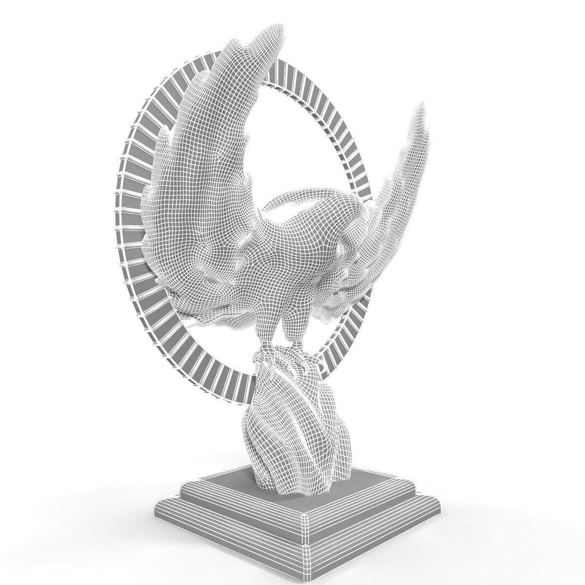 3d model golden phoenix statue