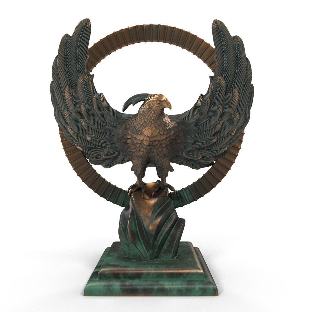 3d Model Golden Phoenix Statue
