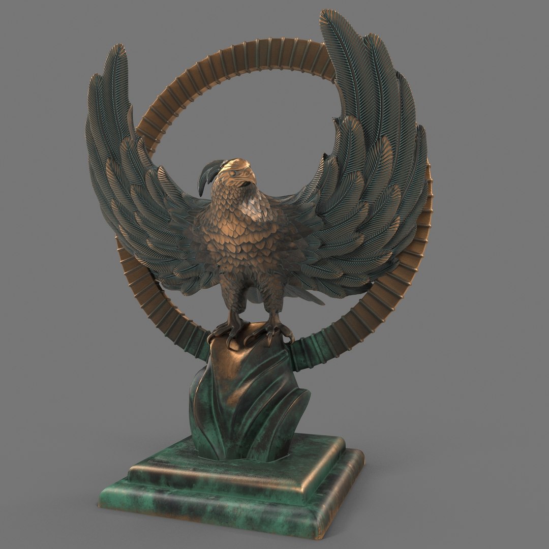 3d model golden phoenix statue