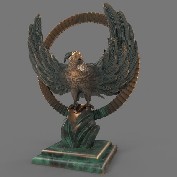 3d model golden phoenix statue