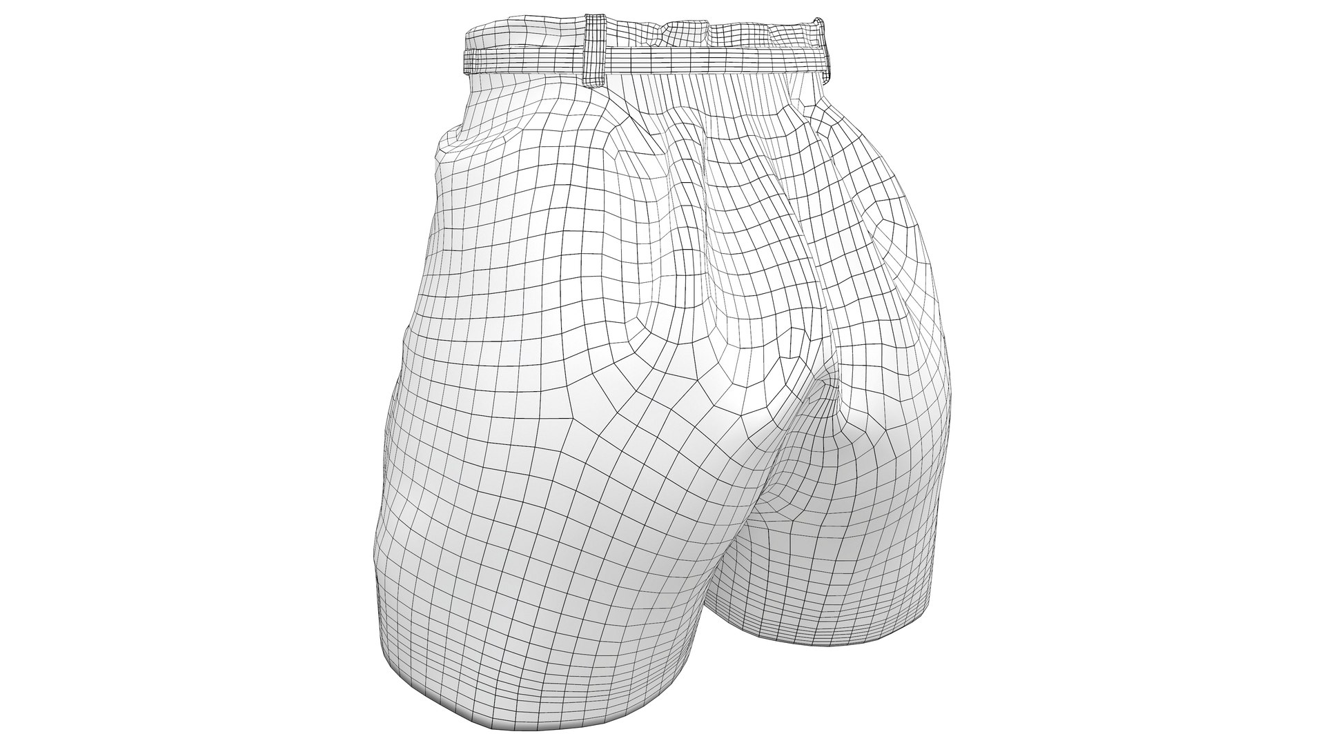 Beige Brown Slim Tie Belt Pockets Marin Fashion Summer Shorts 3D Model ...