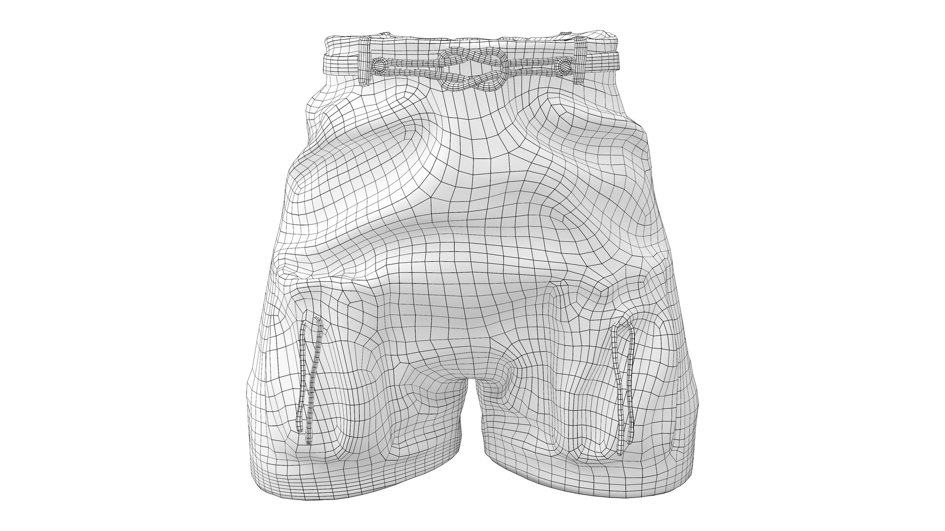 Beige Brown Slim Tie Belt Pockets Marin Fashion Summer Shorts 3D Model ...