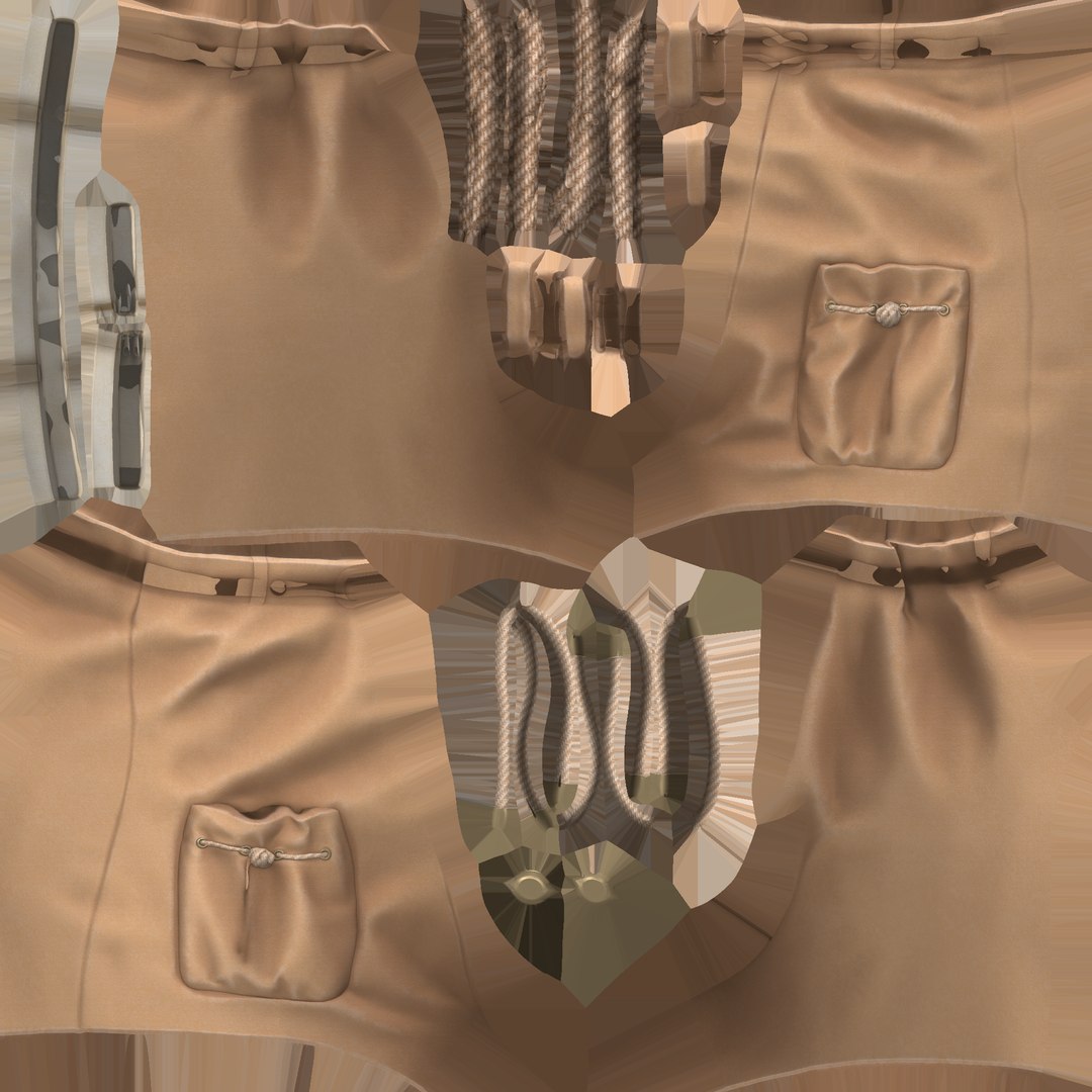 Beige Brown Slim Tie Belt Pockets Marin Fashion Summer Shorts 3D Model ...