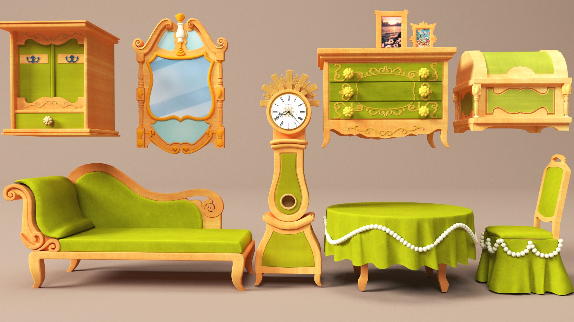 Cartoon Furniture Collection 3D Model 3D Model - TurboSquid 1968497