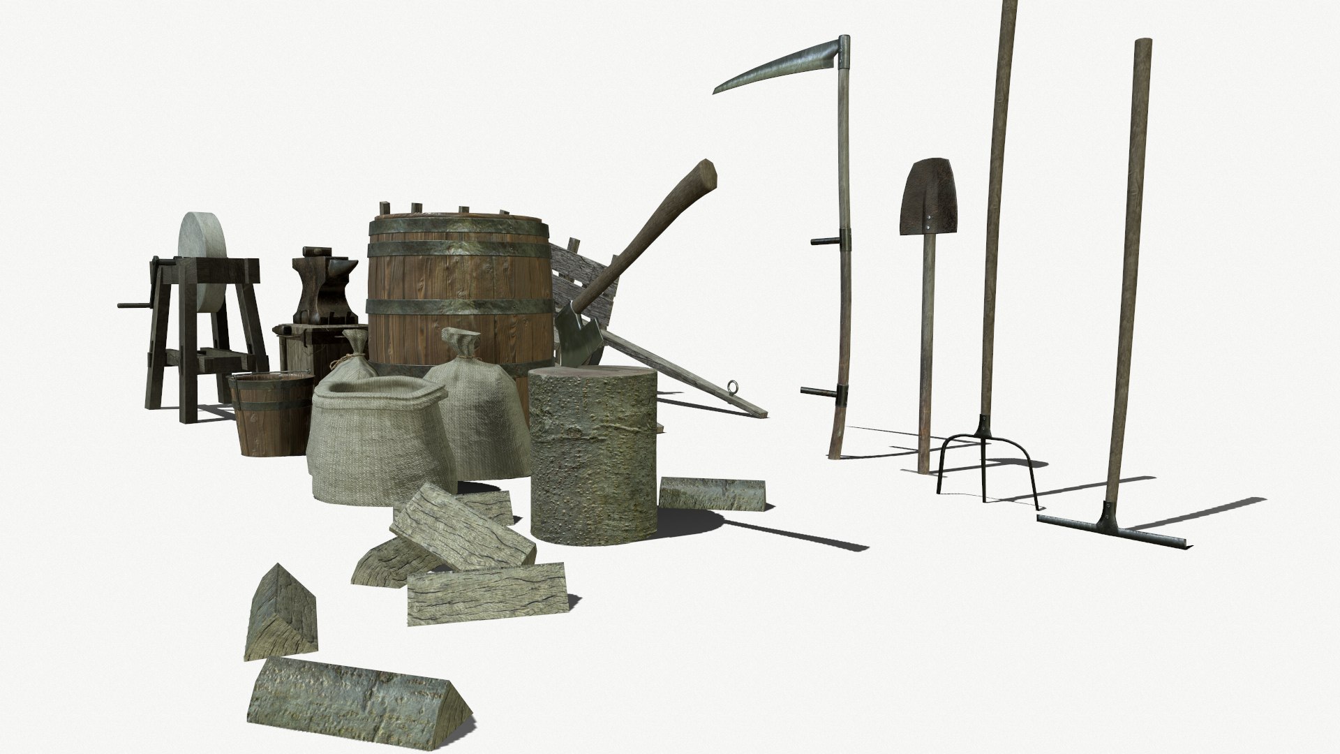 3D Model Medieval Farm Prop Pack - TurboSquid 1944230