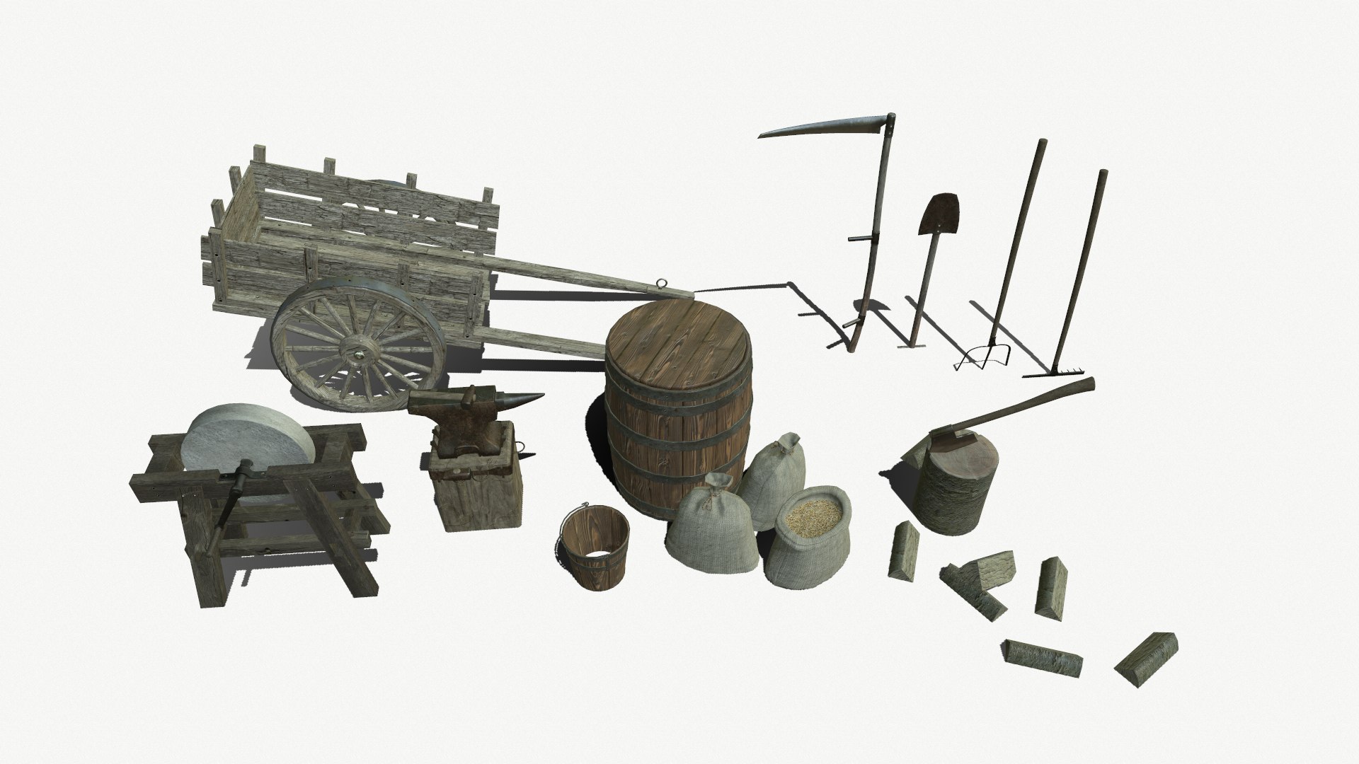 3D Model Medieval Farm Prop Pack - TurboSquid 1944230