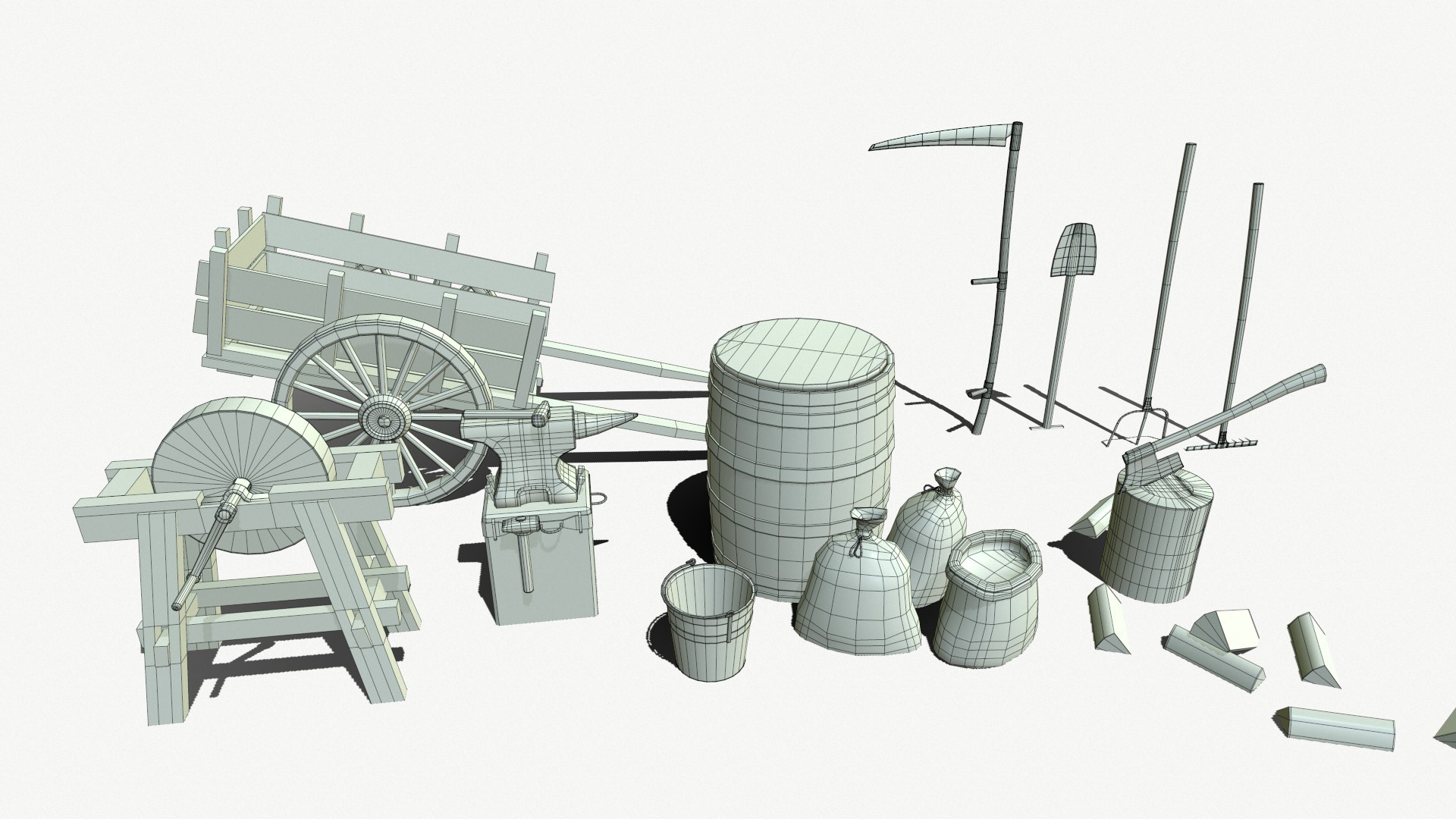 3D Model Medieval Farm Prop Pack - TurboSquid 1944230