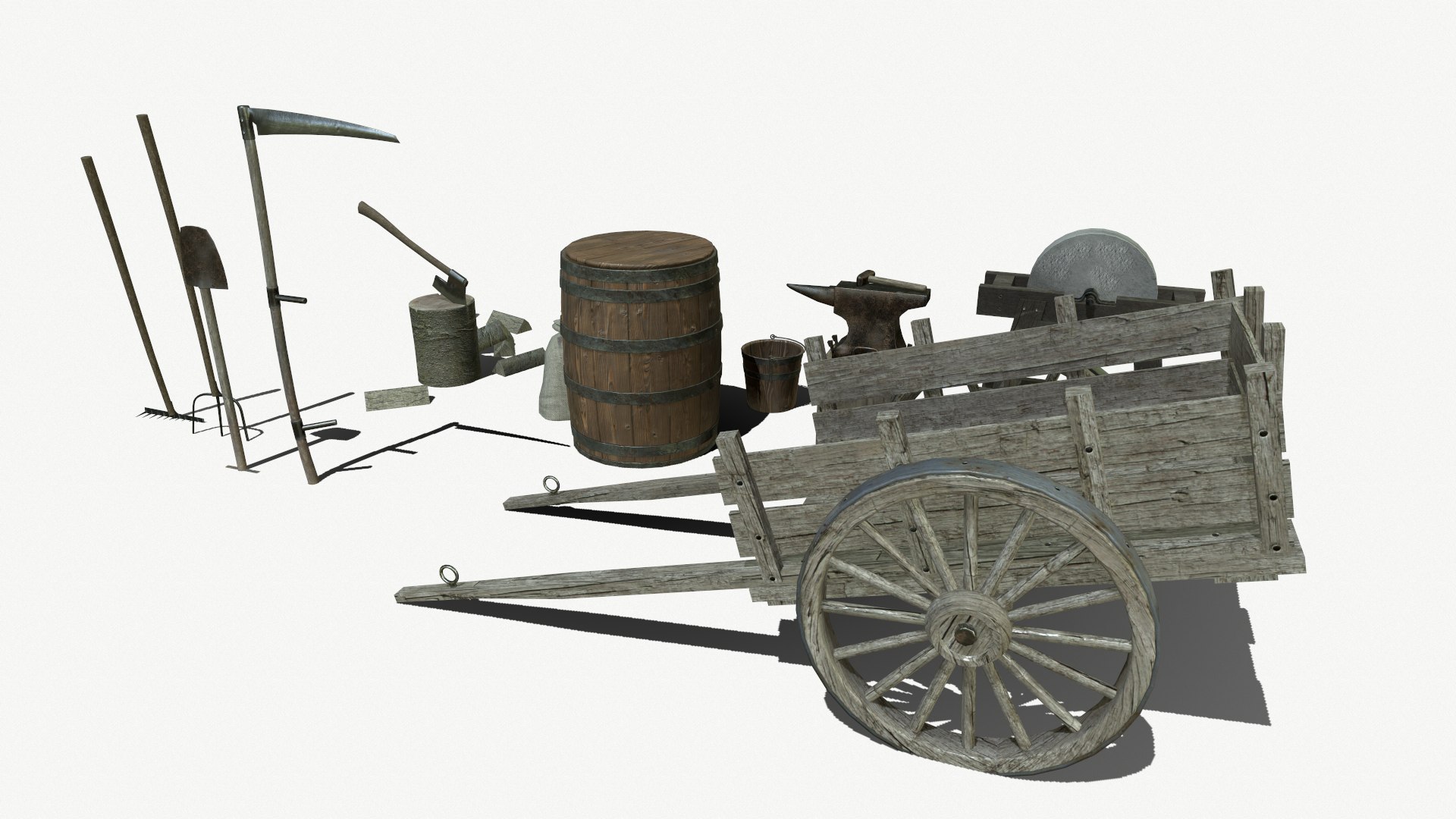 3D Model Medieval Farm Prop Pack - TurboSquid 1944230