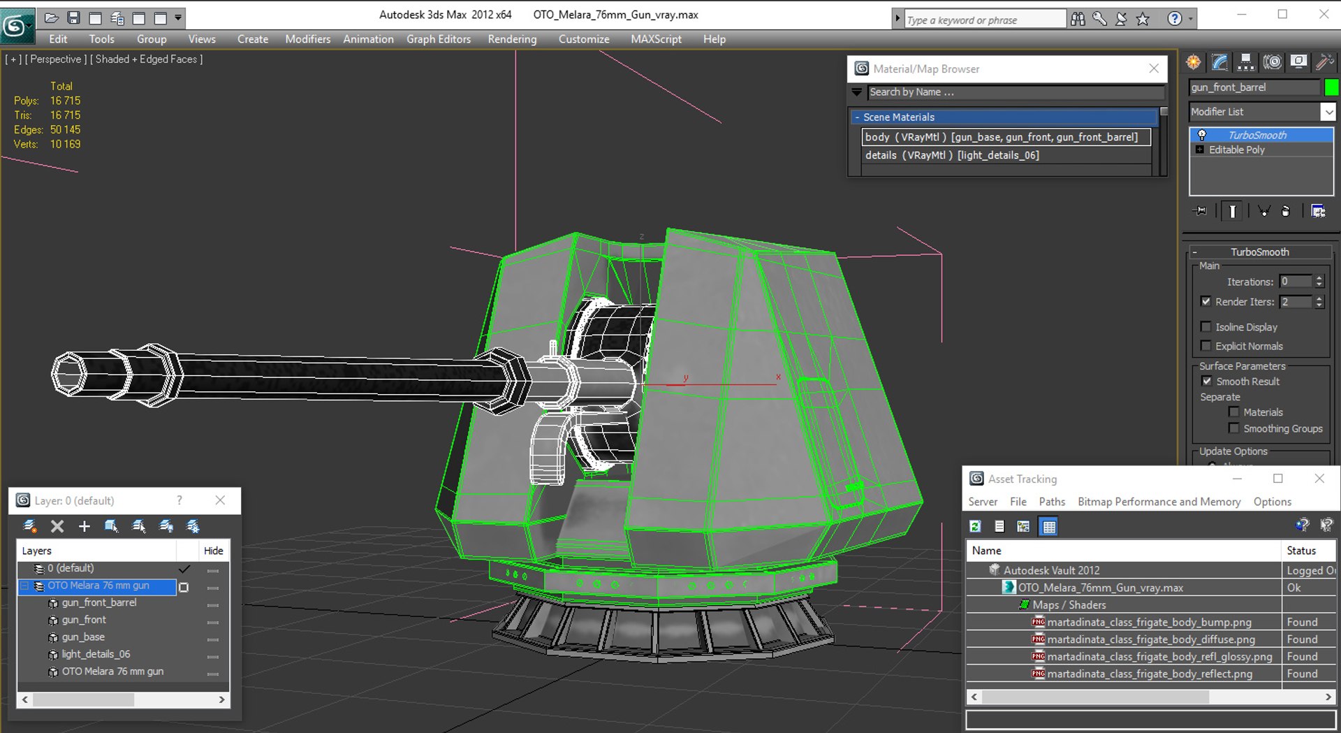 Oto melara 76mm gun 3D model - TurboSquid 1394318