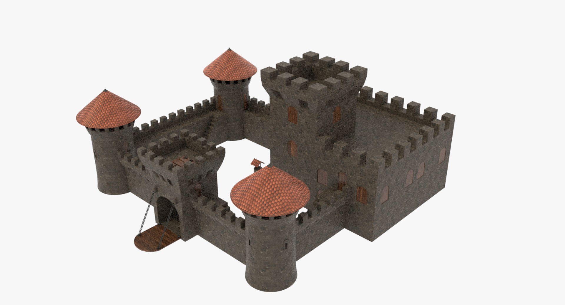 3D Castle Stone Model - TurboSquid 1395001