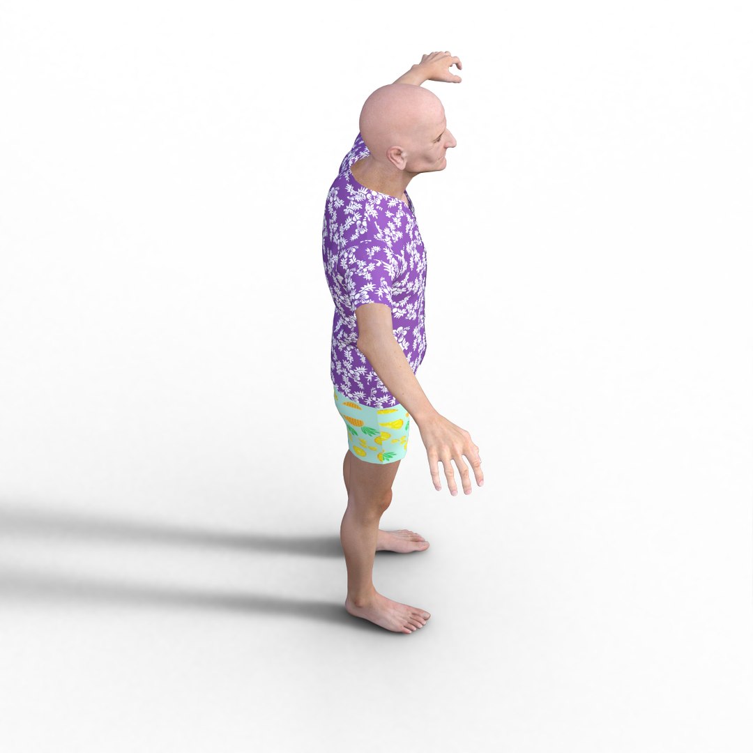 realistic rigged old man 3d model