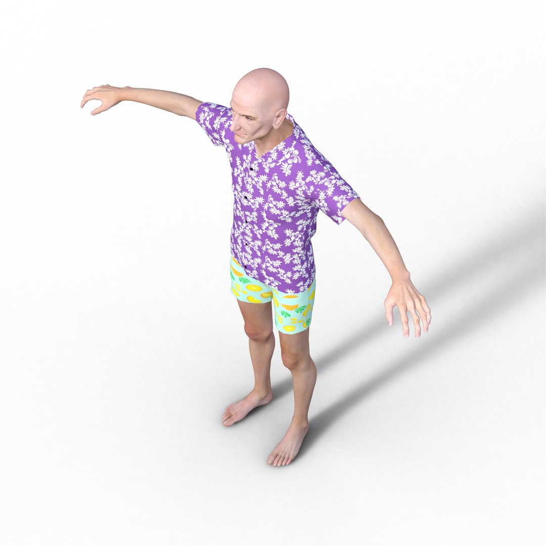Realistic Rigged Old Man 3d Model