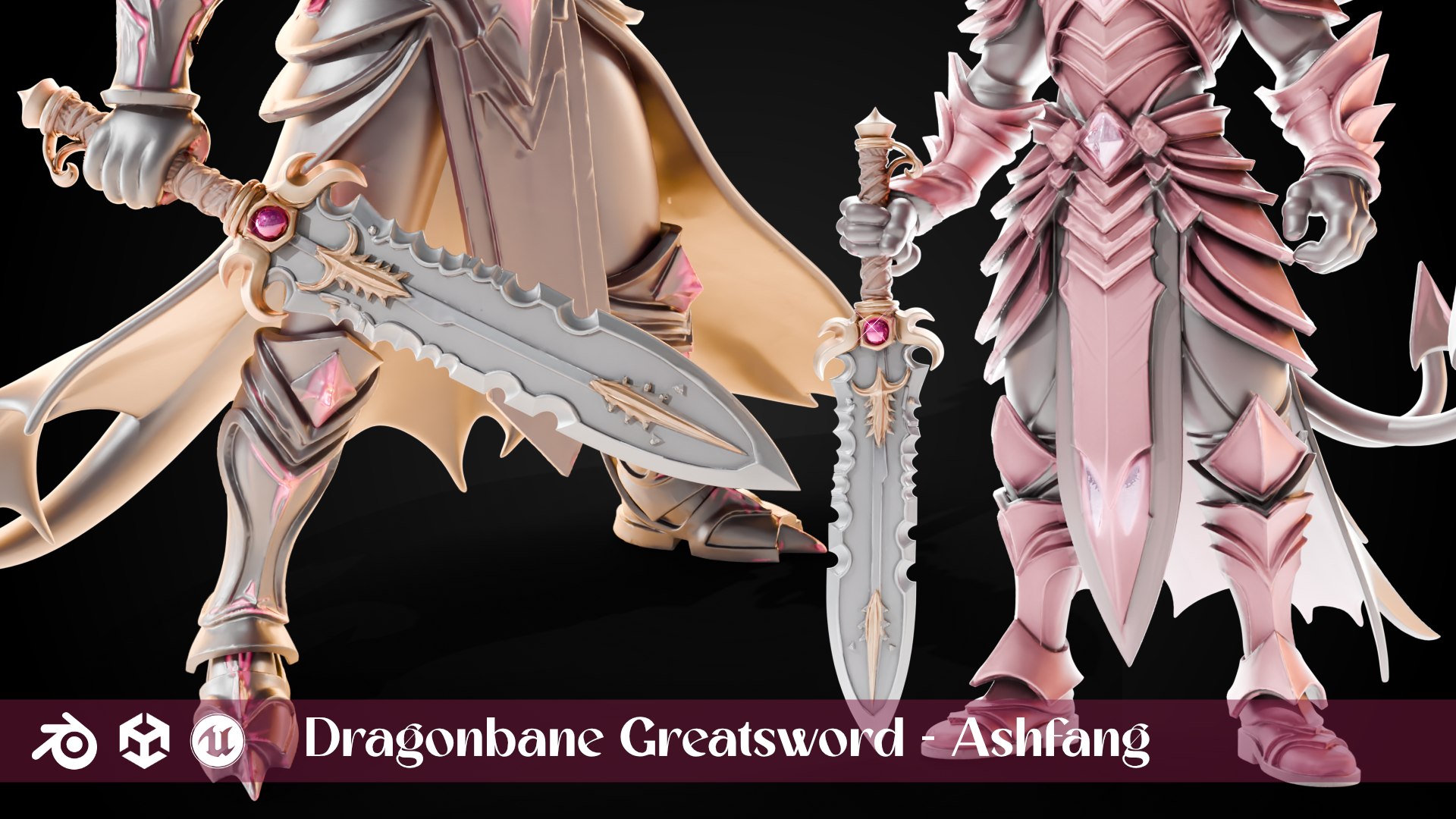 3D Model Stylized Fantasy Sword Pack - Dragonbane Greatsword - TurboSquid 2426617