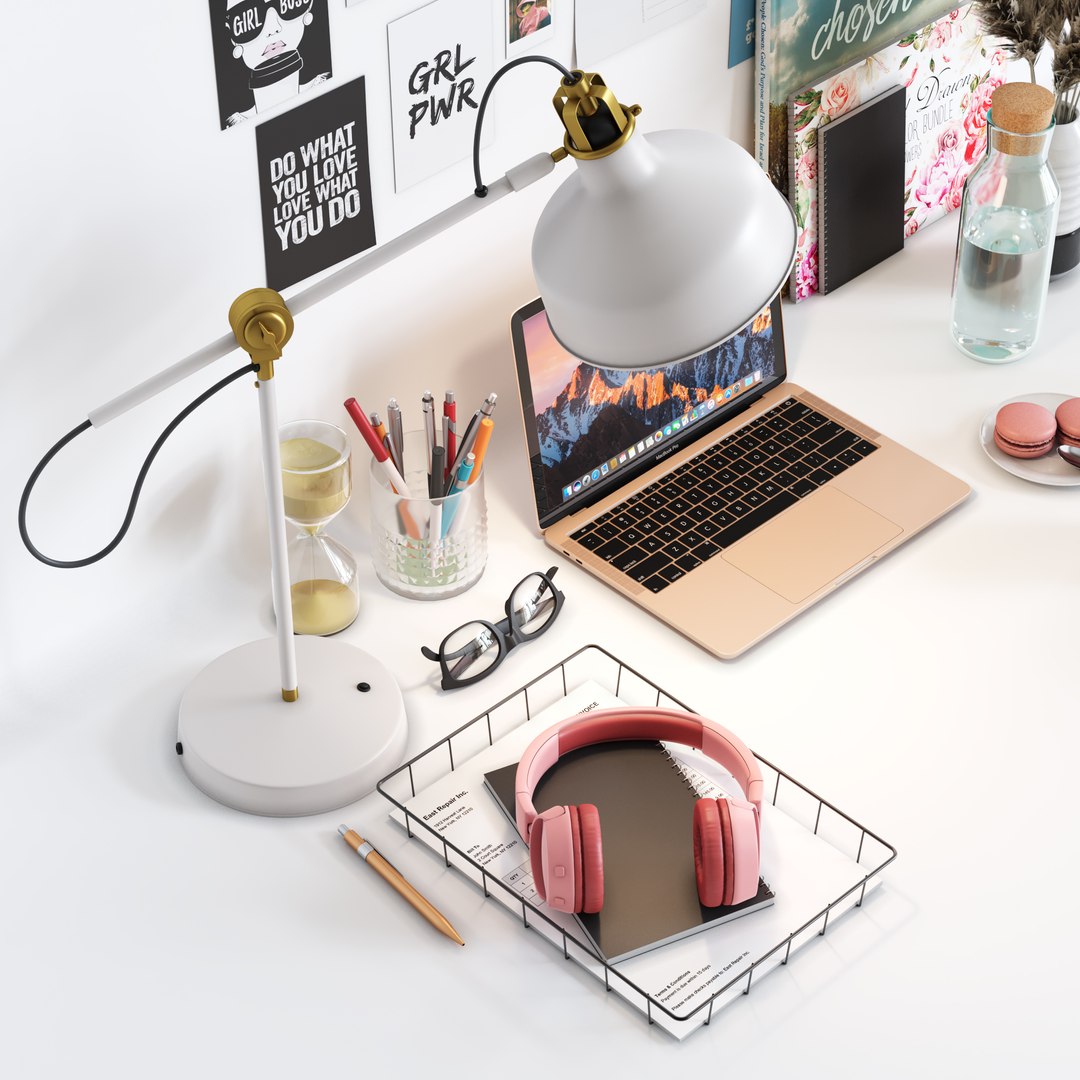 3D Decorative Set Workspace For Girls - TurboSquid 1766101
