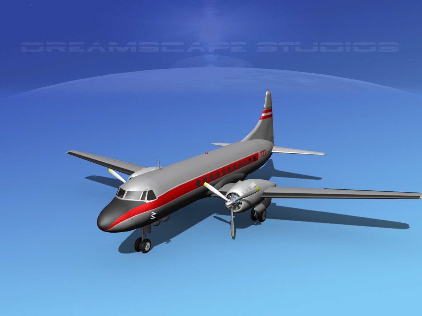 propellers convair 340 airlines 3d model