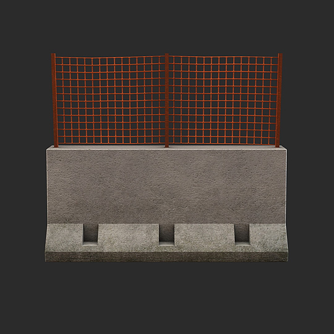 Concrete Barrier Grid 3d Model