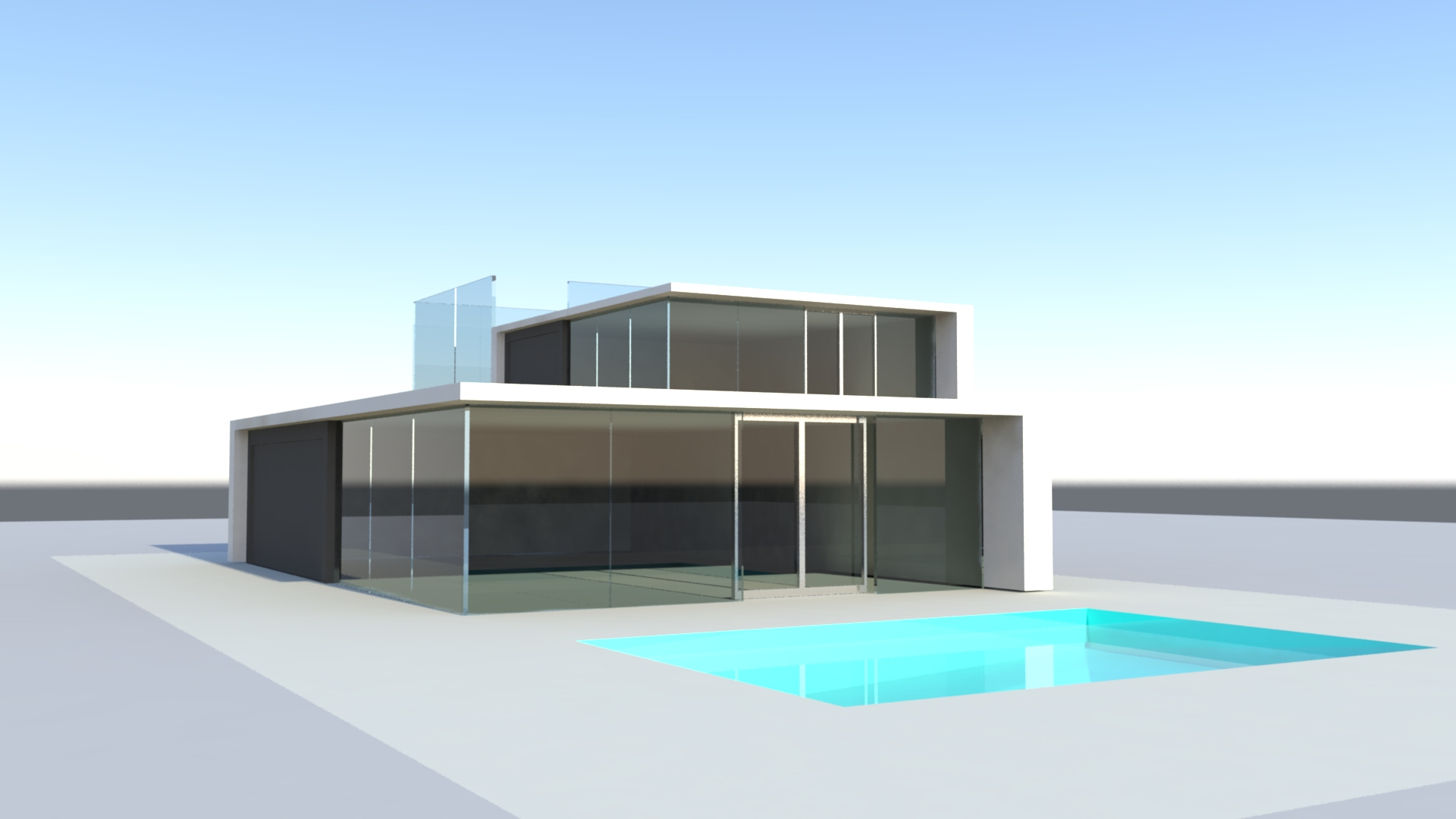 modern villa pool 3d model