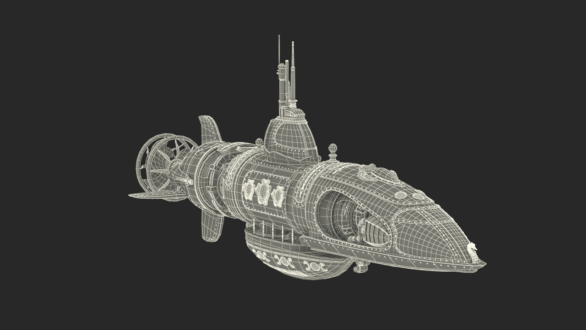 Fantasy Steampunk Submarine Bronze 3D Model - TurboSquid 2224904
