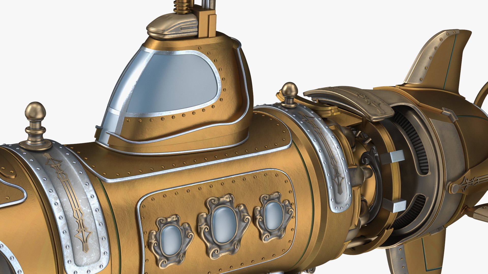Fantasy Steampunk Submarine Bronze 3D Model - TurboSquid 2224904