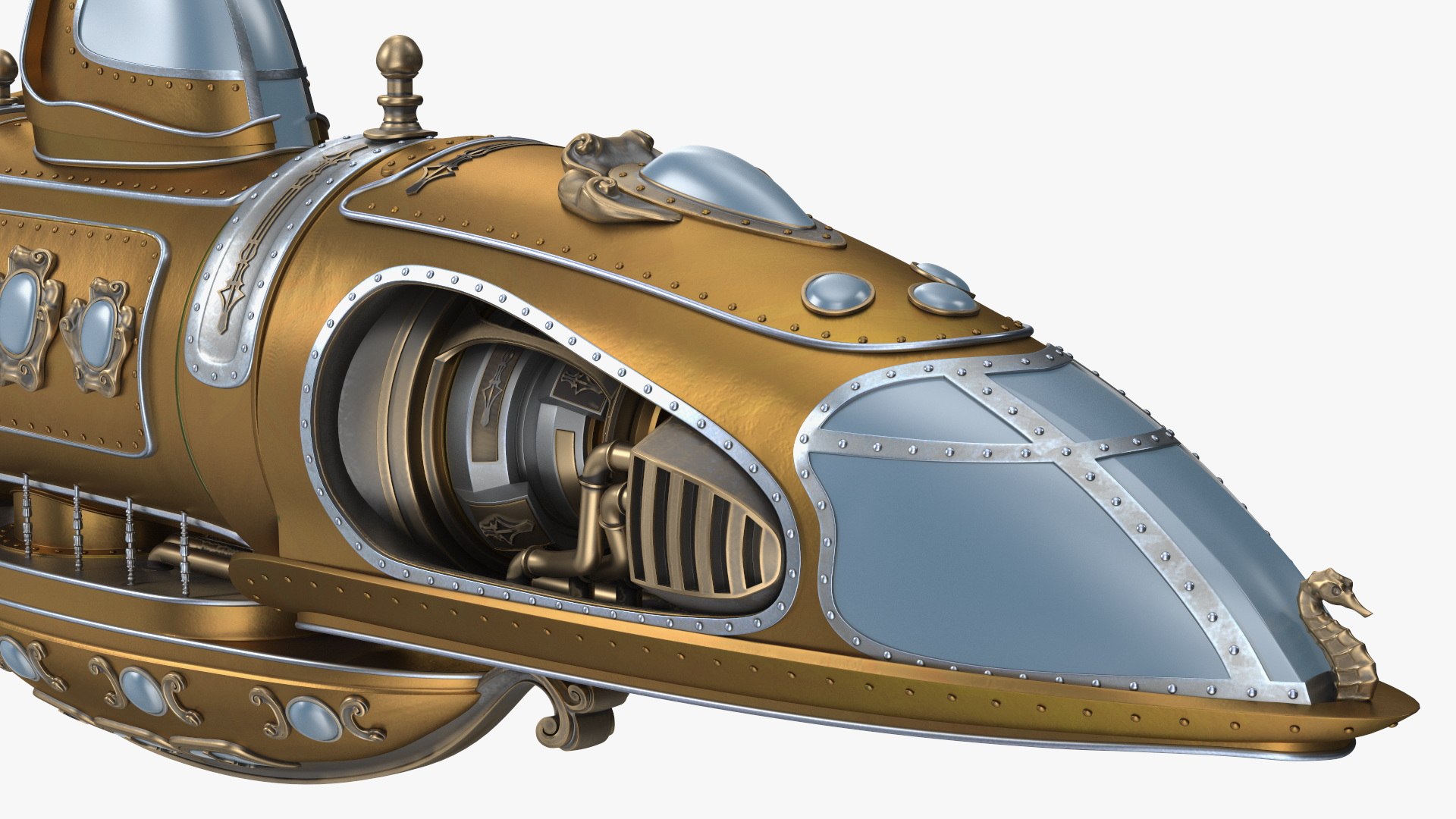 Fantasy Steampunk Submarine Bronze 3D Model - TurboSquid 2224904